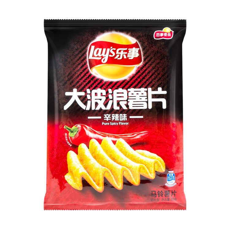 Lays Deep Ridged Potato Crisps - Pure Spicy 70g 樂事大波浪薯片 辛辣味 – Hekede ...